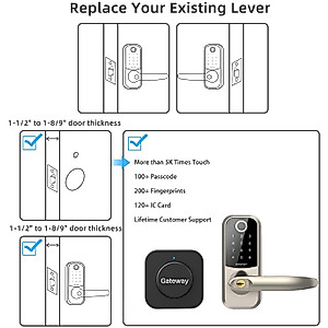 Smart Lock, SMONET Fingerprint Door Lock with Adjustable Handle, Bluetooth Electronic Digital Deadbolt Lock with Keypad, IC Cards, Code, Fingerprint, App and Key Works with Alexa for Home Apartment