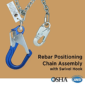 AFP Rebar Positioning Chain Assembly with Swivel Hook (Aluminum)