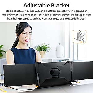 BUZHI 15 inch Portable Triple-Screen Monitor Laptop Expansion Screen 1920 * 1080 Resolution Easy Installation for 15-17 inch Laptop,Monitor