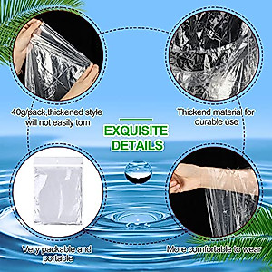 100 Pack of Adult Rain Ponchos with Hood, Disposable Rain Ponchos, Plastic Emergency Raincoat Poncho for Men Women Kids, Traveling Camping Hiking Outdoors Activities (White)