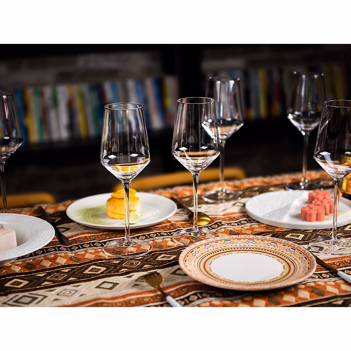 Physkoa Wine Glasses Set of 6-14 oz, Thin Rim, Crystal, Hand Blown, Long Stem - Perfect for Red or White, Gifts for Wine Lovers, Valentine's Day Gifts