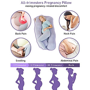 MISERRO Pregnancy Pillows for Sleeping Cooling, Bamboo Rayon Cotton Blend Pregnancy Pillow, Soft Full Body Maternity Pillow, Pregnancy Must Haves (Gray, 57inches)