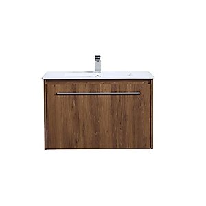Elegant Kitchen and Bath 30 inch Single Bathroom Floating Vanity - Walnut Brown