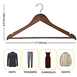 Uinicor Wooden Hangers 60 Pack Wood Hangers Set,Wooden Suit Hangers Coat Hangers for Closet, Heavy Duty Hangers with Precisely Cut Notches,Clothes Hangers for Coats, Jackets, Pants & Dress（Walunt）
