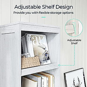 LINSY HOME 5-Shelf Bookcase, Narrow Bookshelves Floor Standing Display Storage Shelves 68 in Tall Bookcase Home Decor Furniture for Home Office, Living Room, Bed Room - White Oak