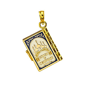 Jewelry America 14k Yellow Gold Russian Orthodox Bible Book Charm Holy Bible with Prayer Pendant