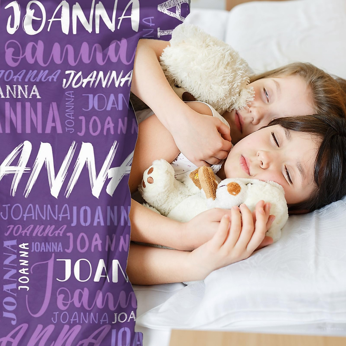 Husguciy Custom Blanket with Name, Personalized Purple Name Fleece Throw Blankets for Men Women Boys Girls Kids Baby, Customized Name Blanket Gifts for Chrismas Halloween Valentines Day