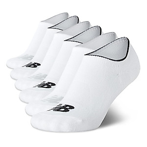 New Balance Women's Invisible No Show Non-Slip Liner Socks (6 Pack), Size 4-10, Solid White
