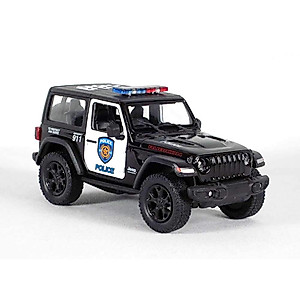 KiNSMART 5" Die-cast: 2018 Jeep Wrangler Rubicon Police Edition (Black/White)