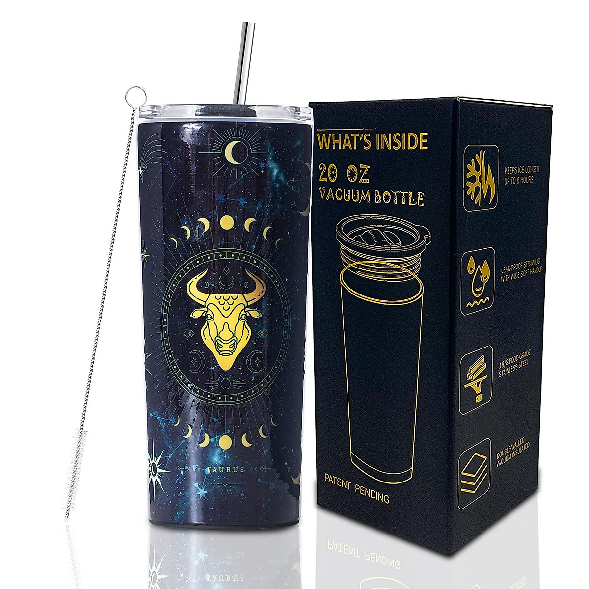 Weboia 20 oz Taurus Tumbler Birthday Gifts For Women Zodiac Insulated Mug Thank You Gifts For friend Coffee Cup Christmas Funny Gift For MoM,Dad,Sister,Wife