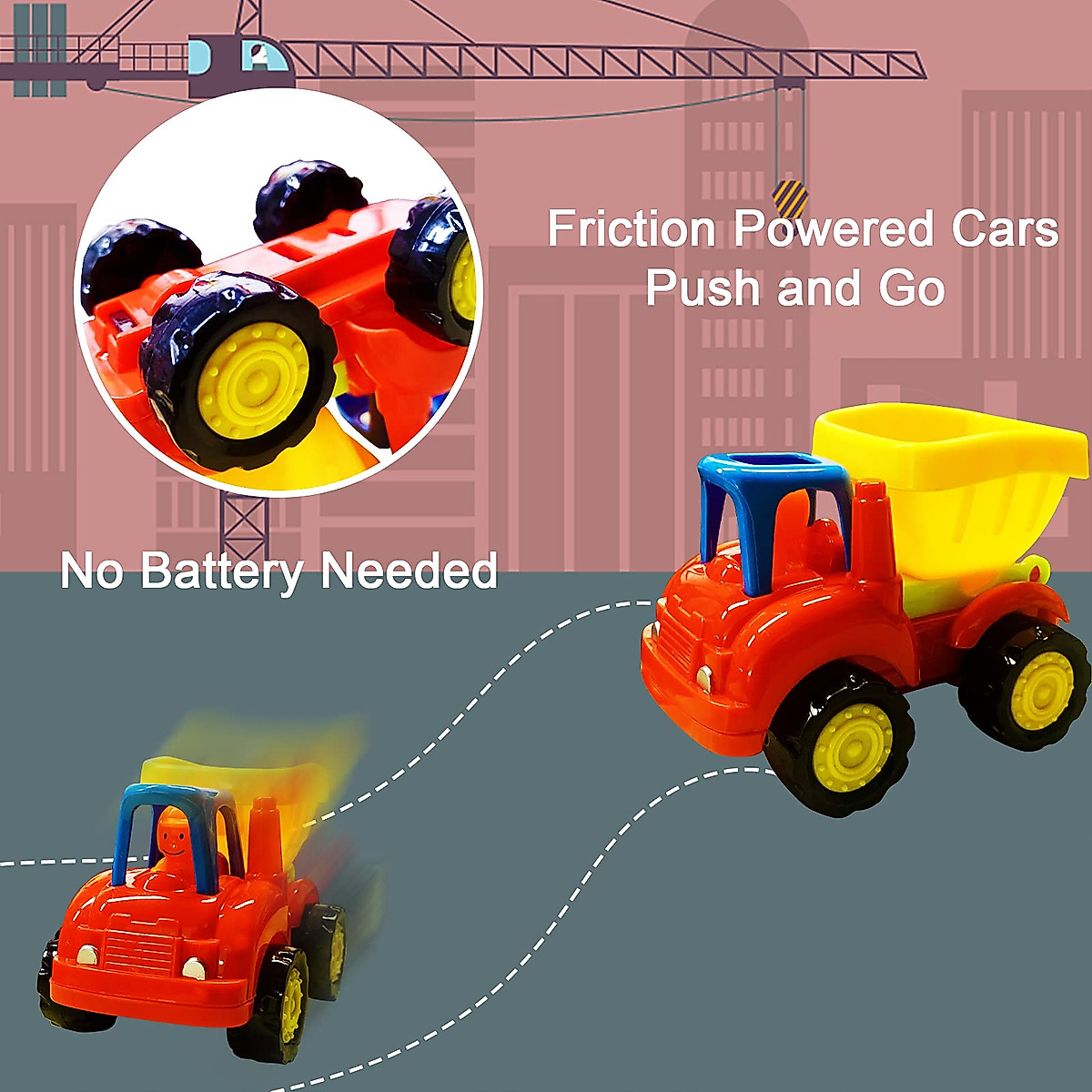 OBABA Inertia Toy Truck Friction Powered Cars for Toddlers Kids Tractor Toys Carrier Vehicle for 1234 Year Old Boys Push and Go Toy Trucks Construction Vehicles Toys Set Early Educational Gift