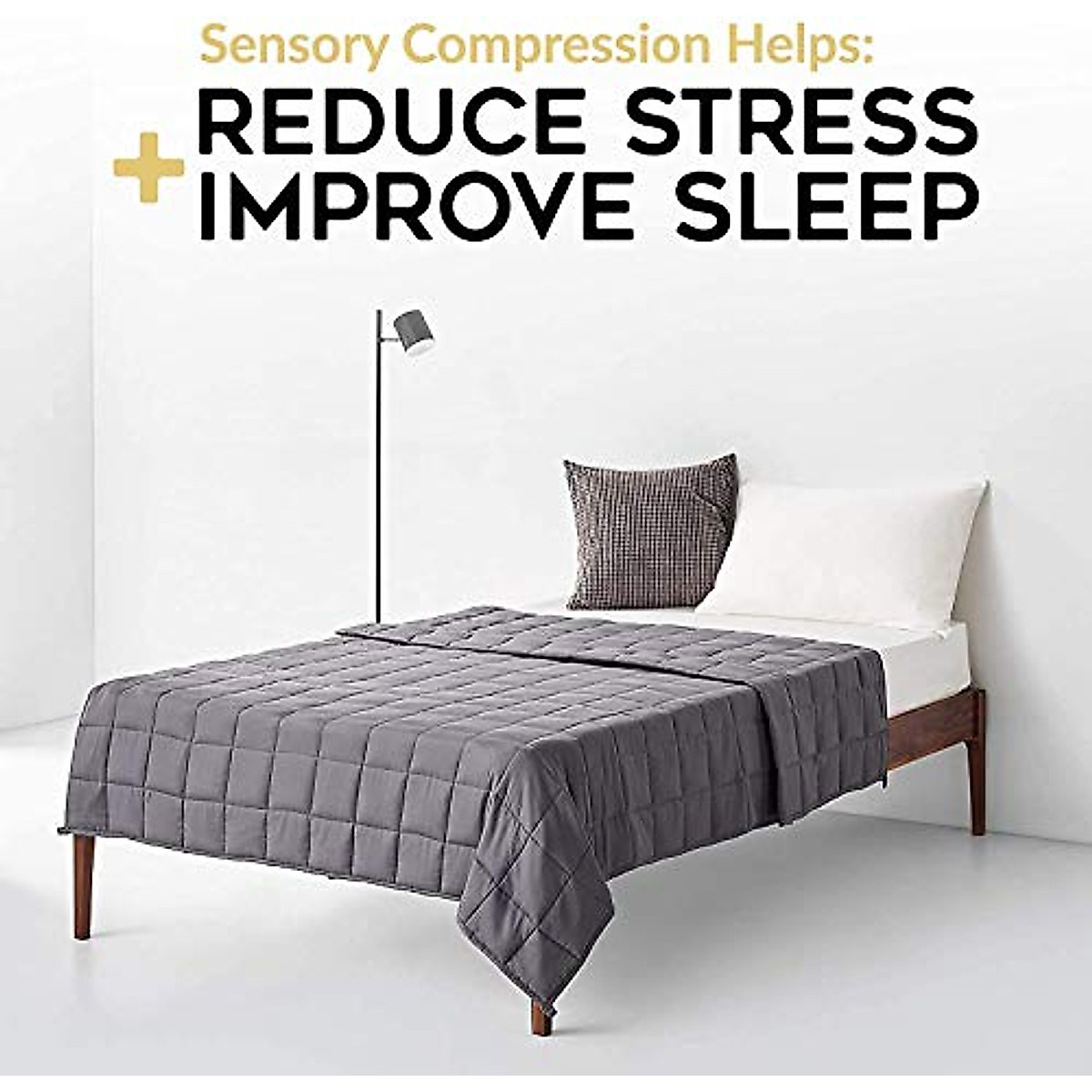 YnM Weighted Blanket with Cotton Duvet Bundle | 60''x80'' 25lbs, Queen Size Bed, Suit for One Person(~240lbs) | Dark Grey