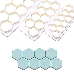9 Pcs Cookie Cutter Plastic Cake Fondant Cutter Hexagons Cake Decorating and Squares Cake Molds for Baking