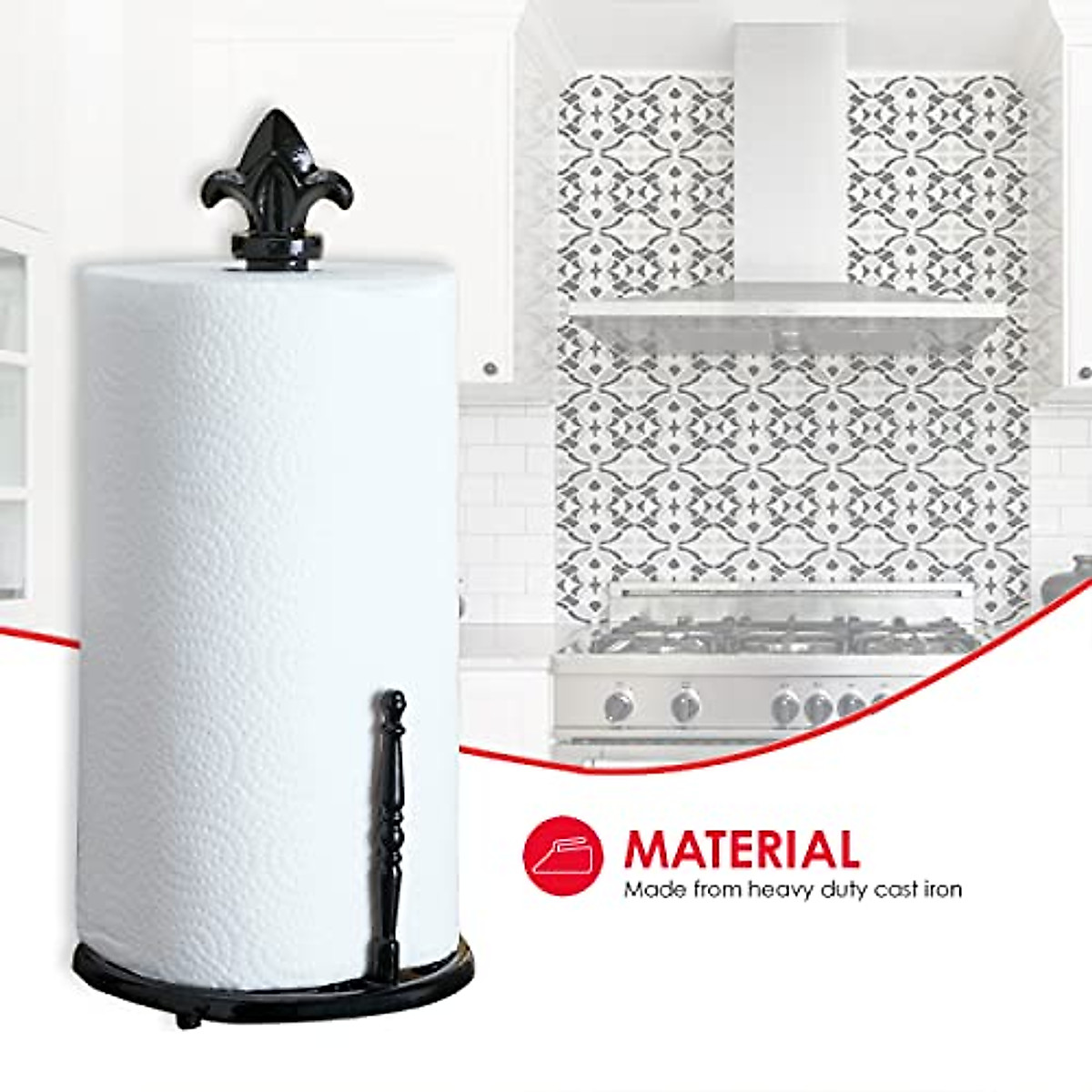 Home Basics PH44395 Cast Iron Fleur De Lis Paper Towel