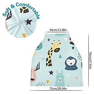 Koala and Llama Baby Car Seat Covers, Giraffe Nursing Cover Breastfeeding Scarf Soft Breathable Stretchy Coverage Multi-Use Cover Ups, Baby Gift for Boys Girls