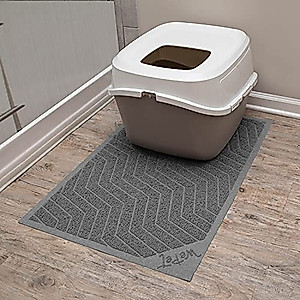 WePet Cat Litter Box Mat, Kitty Premium PVC Pad, Durable Trapping Rug, Phthalate Free, Urine-Resistant, Scatter Control, L 35 x 23, Grey