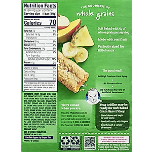 Gerber Up Age Organic Grain & Grow Soft Baked Grain Bars Banana Mango Pineapple, 5oz