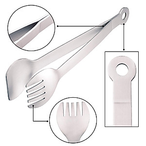 HINMAY Small Serving Tongs 6-Inch Stainless Steel Mini Appetizer Tongs, Set of 4 (Brushed)