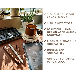 Blue Dune Studio Apple Pencil 2nd Generation Protective Sleeve Cover Grip, Apple Pencil Case, Compatible with Magnetic Charging and Double Tap, Boho Neutral Colors (Brown/Beige 2-Pack)