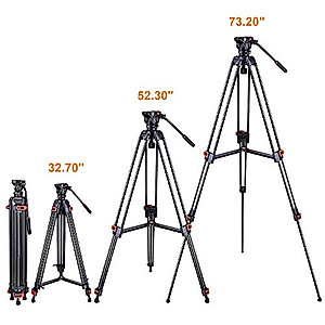 Heavy Duty Tripod Professional Video Tripod Aluminium 72inch with 360 Degree Fluid Head for Canon Nikon DSLR Camcorder Cameras