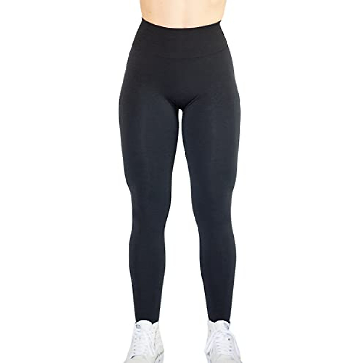 AUROLA Workout Leggings for Women Seamless Scrunch Tights Tummy Control Gym Fitness Girl Sport Active Yoga Pants (L, Black)