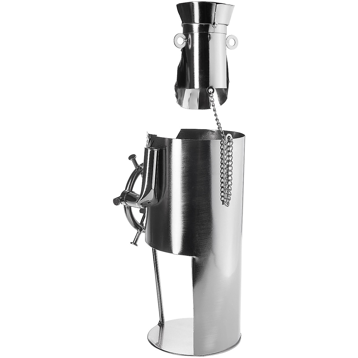 BRUBAKER Wine Bottle Holder 'Boat Captain' - Metal Sculpture - Wine Rack Decor - Tabletop - incl. Greeting Card