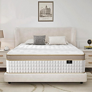 EEN EEN SLEEP Queen Size Mattress, Upgrade Strengthen 12 Inch Hybrid Queen Mattress in A Box, Mattress Queen Size with High Density Memory Foam and Independent Pocket Springs, Strong Edge Support