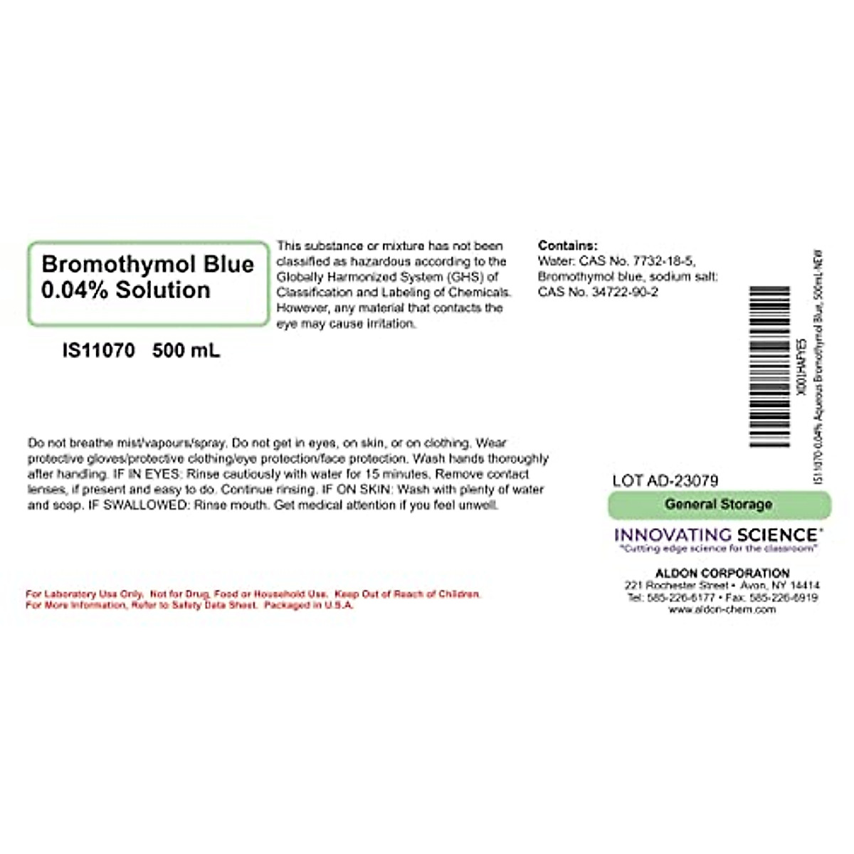 0.04% Aqueous Bromothymol Blue, 500mL - The Curated Chemical Collection by Innovating Science