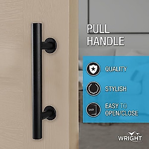 Wright Products Interior Pull and Flush Handle Set for Barn Doors, Matte Black