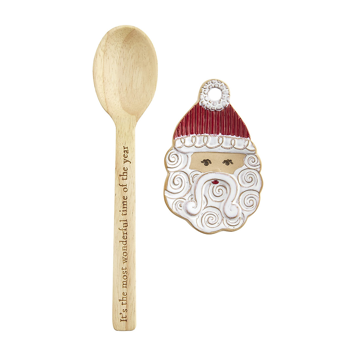 Mud Pie Stoneware Christmas Spoon Rest Set, Santa