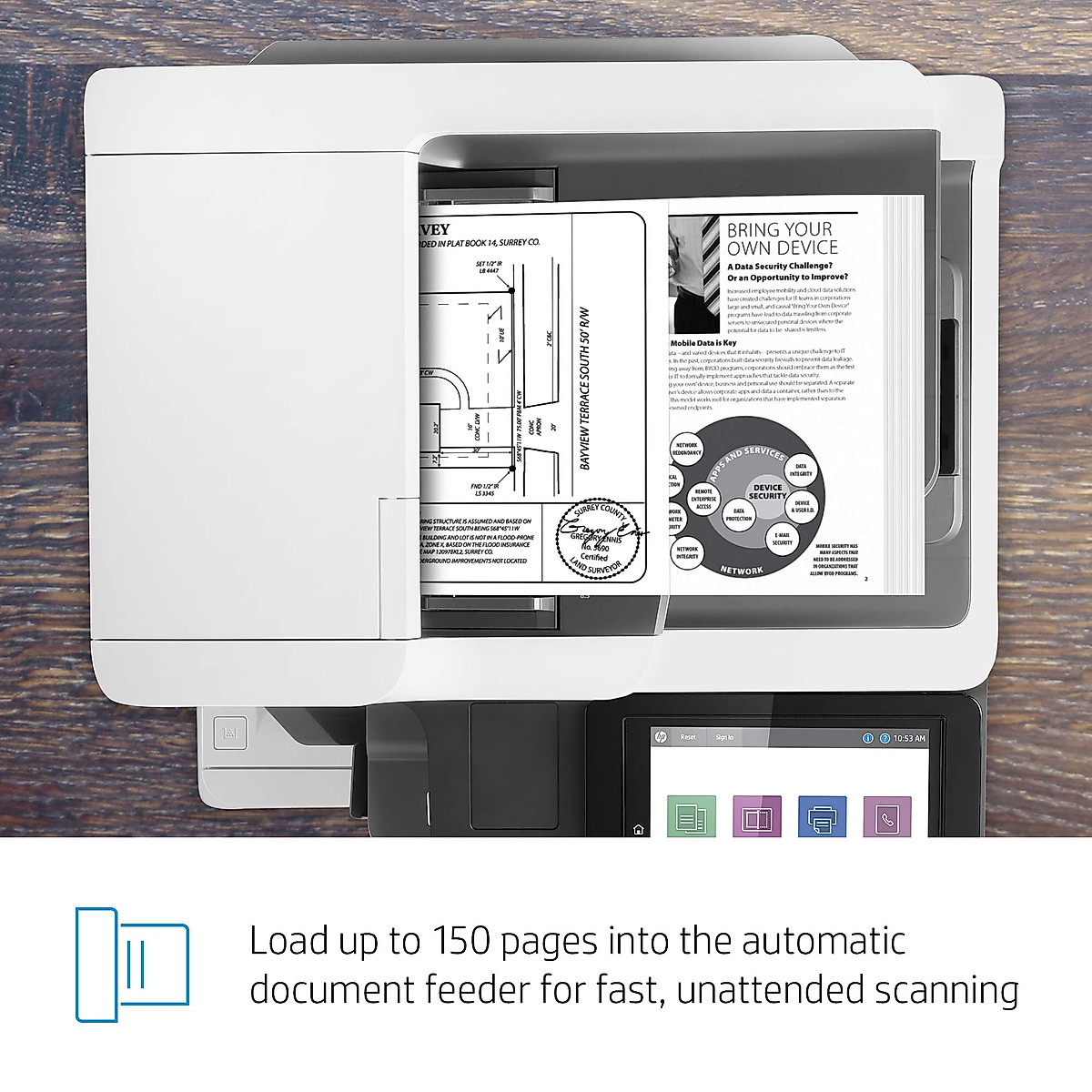 HP LaserJet Enterprise MFP M634z Monochrome All-in-One Printer with built-in Ethernet, 2-sided printing, extra paper trays & 3-bin stapler/stacker (7PS96A)