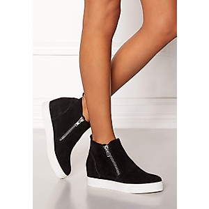 Steve Madden Women's Wedgie Sneaker, Black Suede, 9
