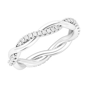 Sterling Silver Petite Twist Full Eternity Ring Genuine Moissanite Interwind Wedding Band Matching Ring (8.5)