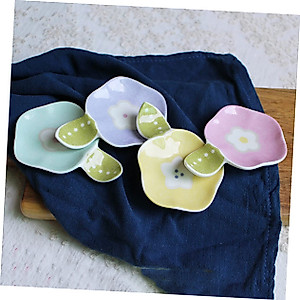 Housoutil 3pcs Spoon Holder Sushi Dish Dip Sauce Bowl Chopsticks Rests Holders Chopstick Stand Dessert Plate Snack Bowl Seasoning Bowl Dip Dish Chopstick Rest Condiment Dish Mini Ceramics