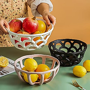 Royal_Z Ceramic Fruit basket,Fruit Bowl,Countertop Fruit Vegetables Storage,Decorative Table Centerpiece Holder Stand for Fruit,Vegetable,Bread,Candy,handcrafted storage bowl BLK