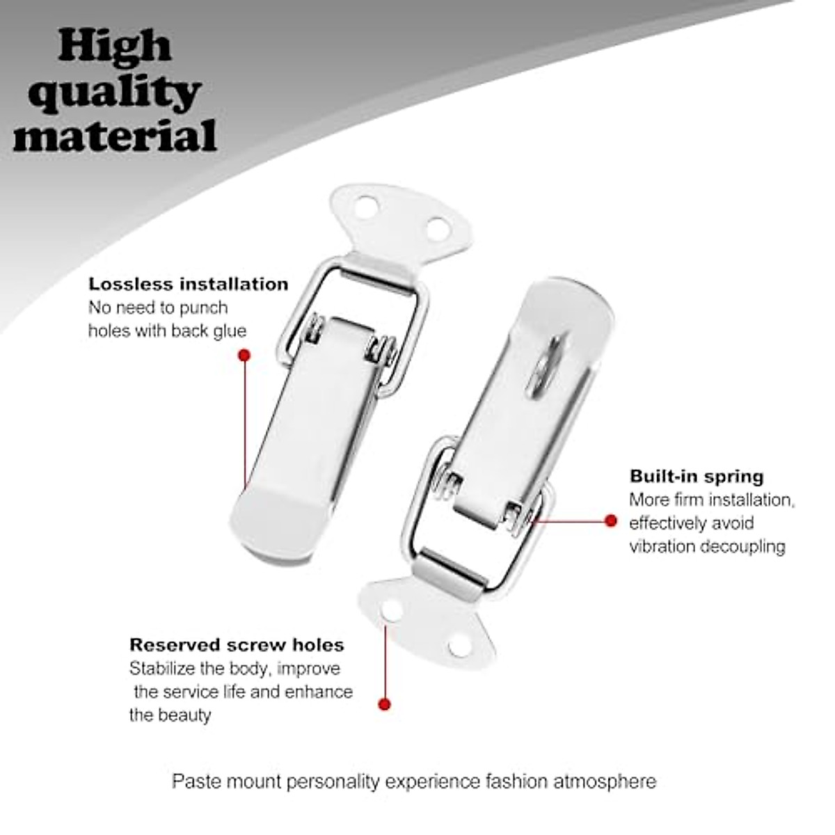 ZKFAR 2 PCS Car Bumper Security Hook Lock Clips Kit, Metal Car Surrounding Fixed Buckle, Security Spring Loaded Car Trunk Tail Bayonet Lock, Universal for Most Cars, Trucks (Silver)