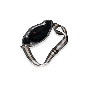 Haute Shore - Jeri Safari Crossbody Tote, Green Camo W/Black & Gold Stripe