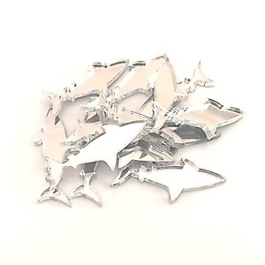 Super Cool Creations Shark Shaped Crafting Mirrors, Set of 10, Many Colours, Shatterproof Acrylic, Bright Green, Pack of 20 x 2cm