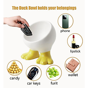 Relexome Easter Cute Duck Candy Servers Bowl Foot Key Bowl Animal Candy Dish Decorative Bowl for Entryway Table Office Home Decor, Small Pedestal Ceramic Fruit Bowl,Cookie Snack Footed Key Tray,7 Inch