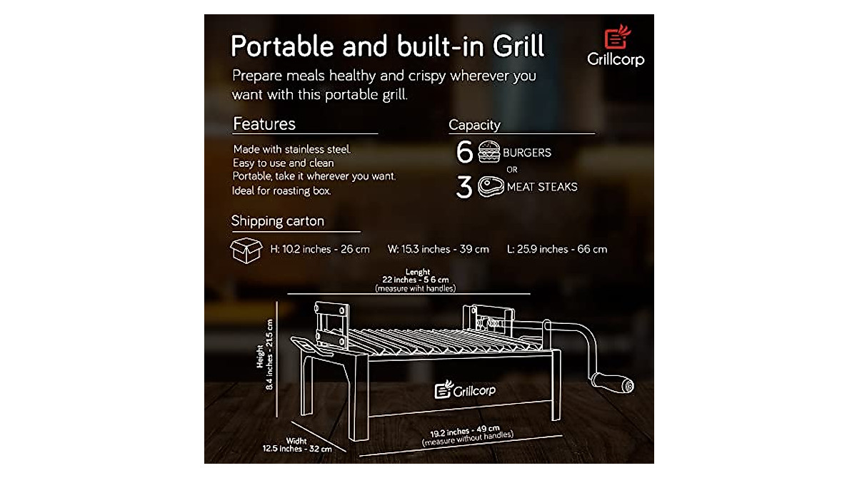 Grillcorp Stainless Steel Grill: Portable Lift System BBQ