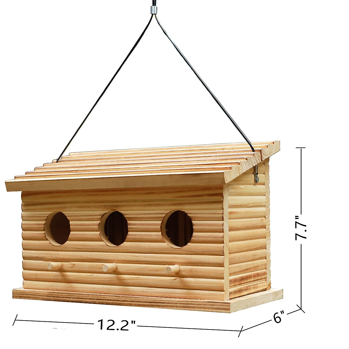 STARSWR Bird Houses for Outside,Outdoor Bird House Room for 3 Bird Families 3 Hole Bluebird Finch Cardinals Hanging Birdhouse