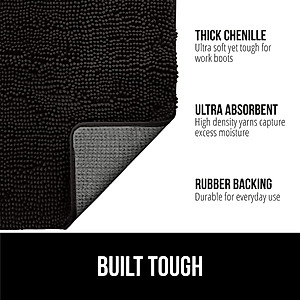 Gorilla Grip Ultra Absorbent Grippy Doormat for Muddy Dog Paws, 36x24 Machine Washable Soak Stopper Rugs Cleaner Floors, Bed Mat for Dirty Dogs, Indoor Entrance Door Rug Pet Bed Mats Black