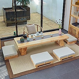 HJDSUDU Japanese Zen Tea Table, Vintage Tea Table Low TableTatami Japanese Window Sill Table Japanese Floor Table,for Sitting on The Floor Accent Furniture,250 * 70 * 35cm