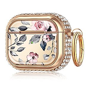VMORO Airpods 3 Case Cover, Compatible with AirPods 3rd Generation Case for Women Girls, AirPods 3rd Generation Case 2021 Protective Hard Airpod Case Cover with Keychain, Front LED Visible