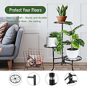 3 Tier Plant Stand, 3 Tier Plant Stands Indoor, Three Tiered Plant Stand Plant Holders for Outside Corner Plant Stand for Patio Garden Living Room Balcony, Black