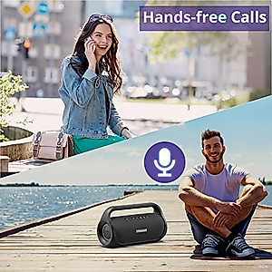 Tronsmart Bang Mini Portable Bluetooth Speaker with 50W Wireless Stereo Sound, IPX6 Waterproof Loud Speaker for Home/Outdoor/Party, Bluetooth 5.3, Beat-Driven Light Show, Support NFC, Micro SD, AUX