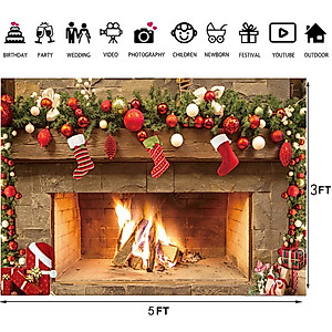 LTLYH 5x3ft Burning Firewoods Photography Backdrop Winter Christmas Fireplace Flaming Woods Background for Kids Children Family Camping Barbeques Party Decor 237…