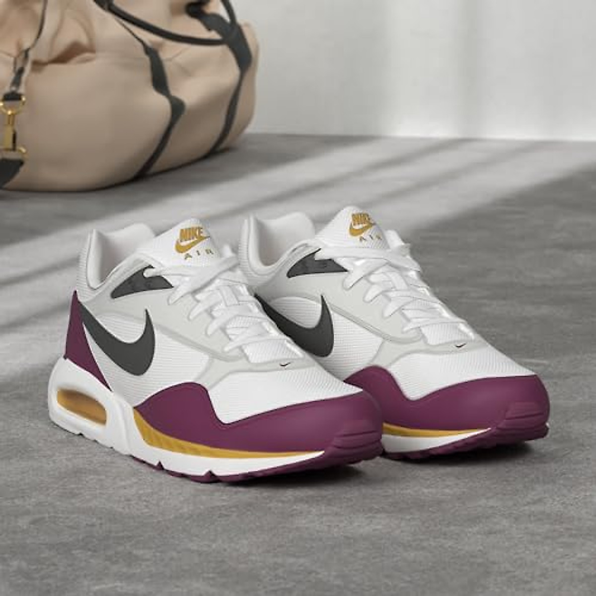 Nike Women's Air Max Correlate Shoes, White/Dark Grey-University Gold-Rave Pink, Size 7.5