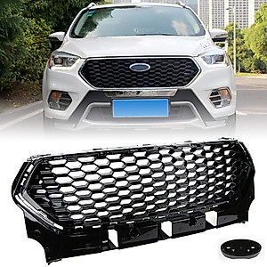 Dreamseek Front Bumper Grille for 2017 2018 2019 Ford Escape S SE SEL EcoBoost Titanium Honeycomb Mesh Sport Grill Glossy Black ST-Line Style