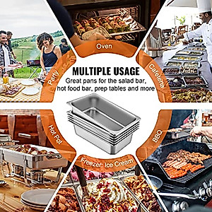 WWDOLL Hotel Pan 6“ Deep Steam Table Pan Full Size 21 Quart Pack of 6 Stainless Steel Steam Table Pan